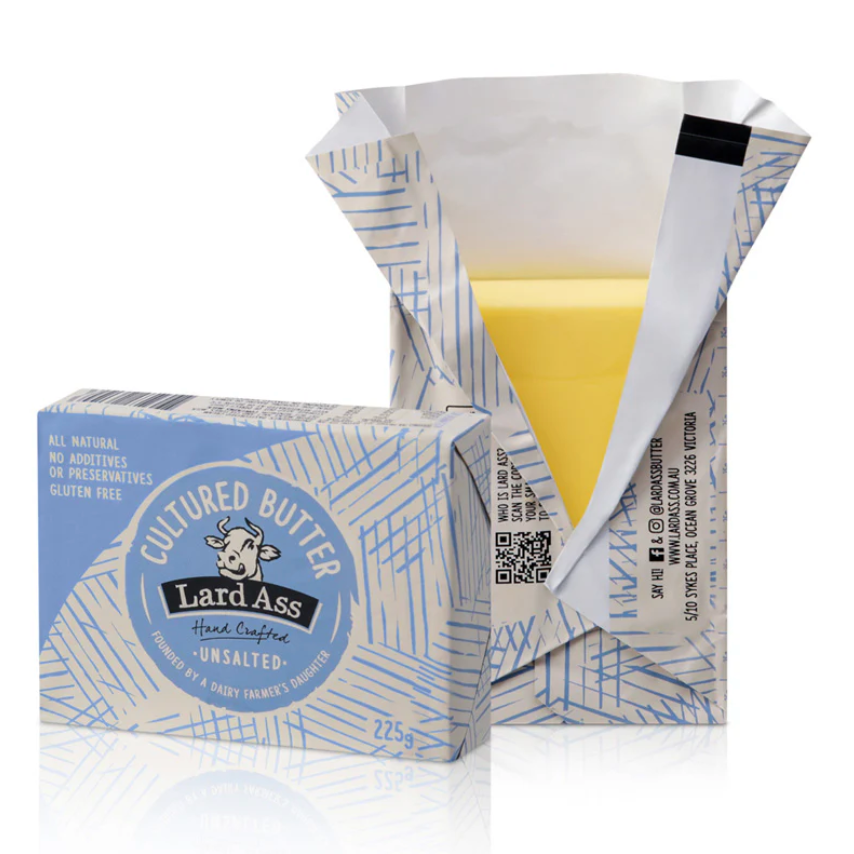 Lard Ass Unsalted Cultured Butter 225gm – The Prickly Pineapple